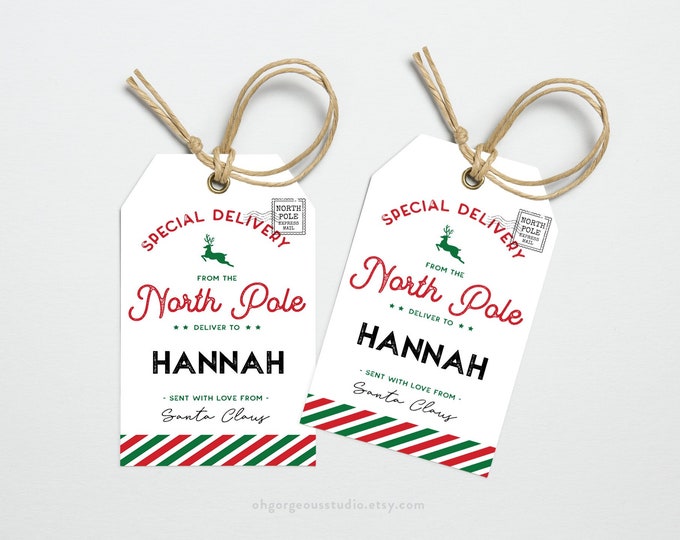 Instant Download Christmas Gift Label - PDF - Personalized - Santa ...