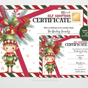 Cute Elf Adoption Certificate | Editable Christmas Elf Adoption Letter ...