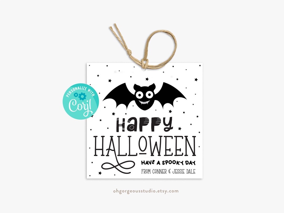 Editable Halloween Gift Tag | Printable Party Favor (3x3") - Etsy