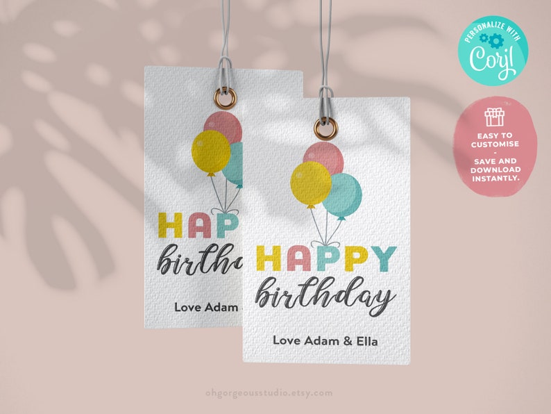 Printable Happy Birthday Gift Tags Customisable Gift Tags - Etsy