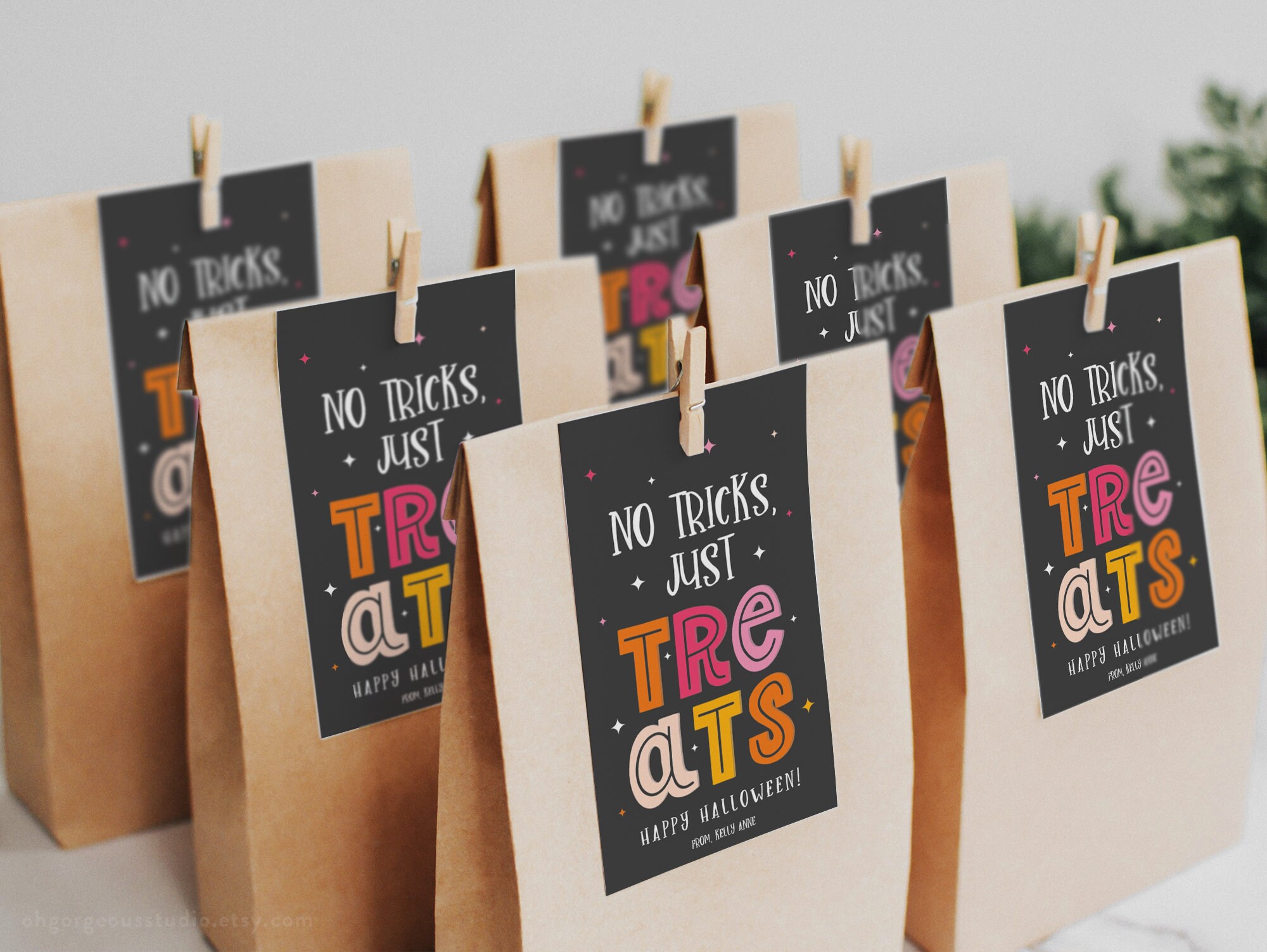 Halloween Treat Bag Tag | Editable Printable Label (2x3.5") - Etsy