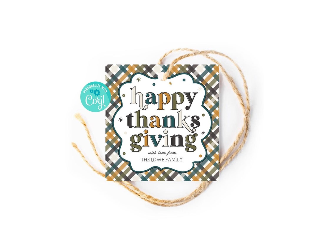 Printable Happy Thanksgiving Gift Tag Template, Editable Gift Tag for ...
