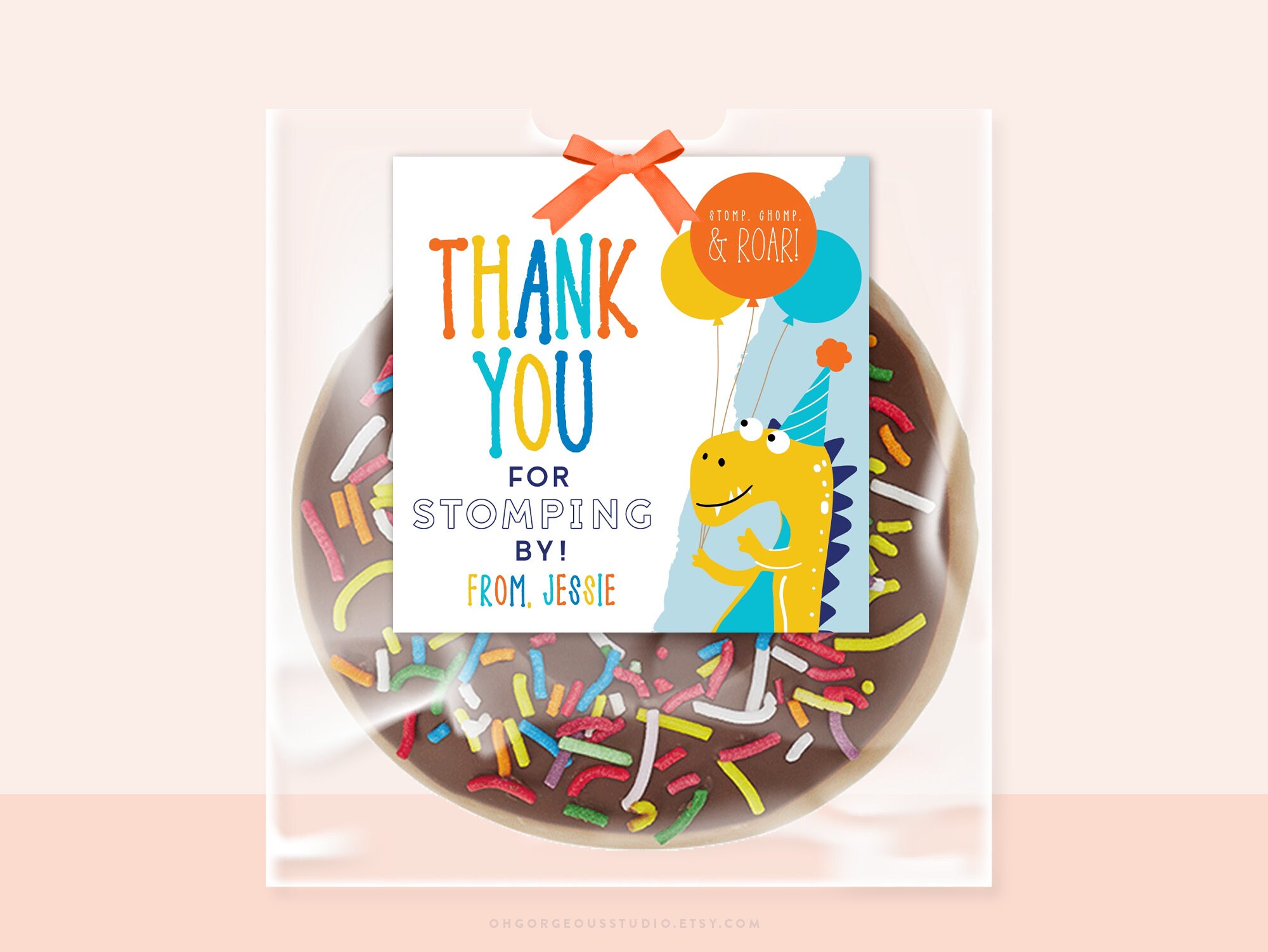 Dinosaur Birthday Favor Tag: Editable Dino Party Gift Tag (digital) - Etsy