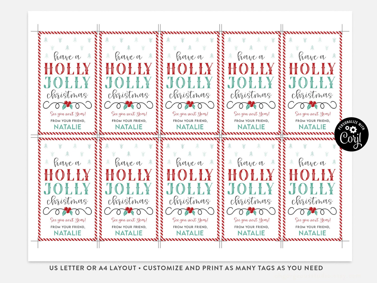 Have A Holly Jolly Christmas Tag | Printable Christmas Gift Tag, Class ...