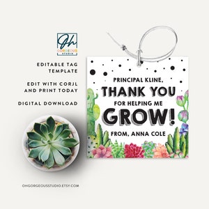 Cactus Succulent Teacher Appreciation Gift Tags: Editable Printable ...