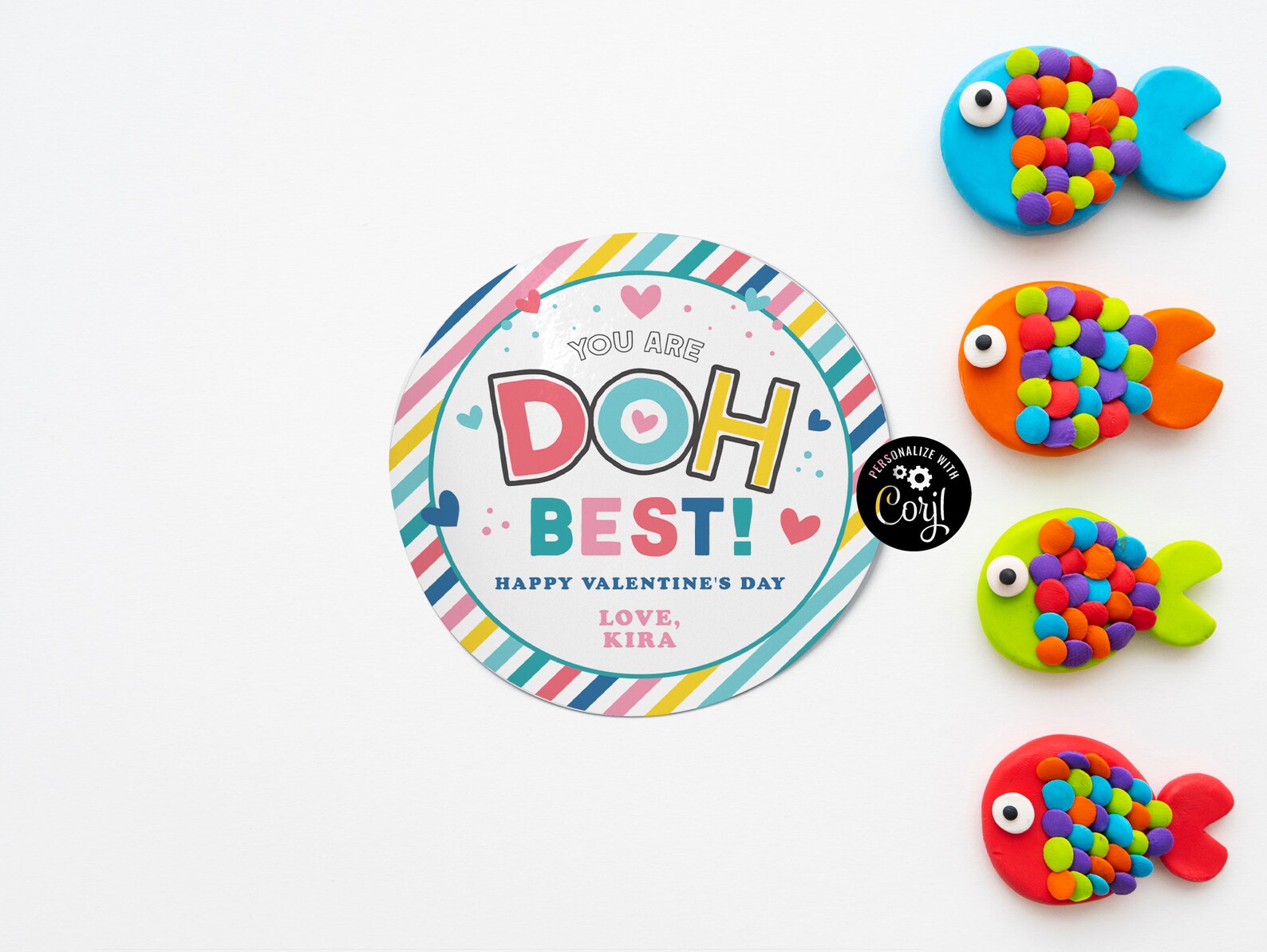 Play Dough Valentine Tag | You Are Doh Best Sticker (PDF) - Etsy