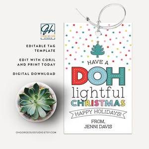 Printable DOH Lightful Christmas Playdough Gift Tag | Christmas Holiday ...