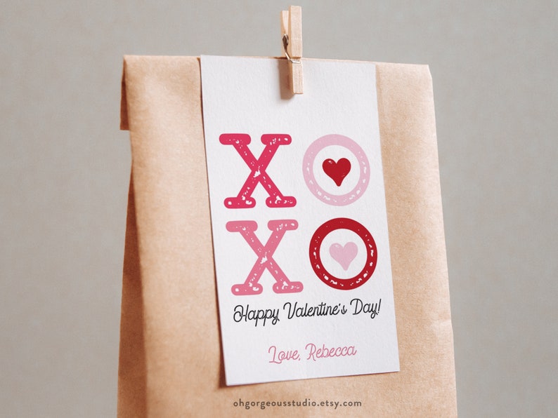 Printable XOXO Valentine's Gift Tag | Editable Favor Tag (corjl) - Etsy