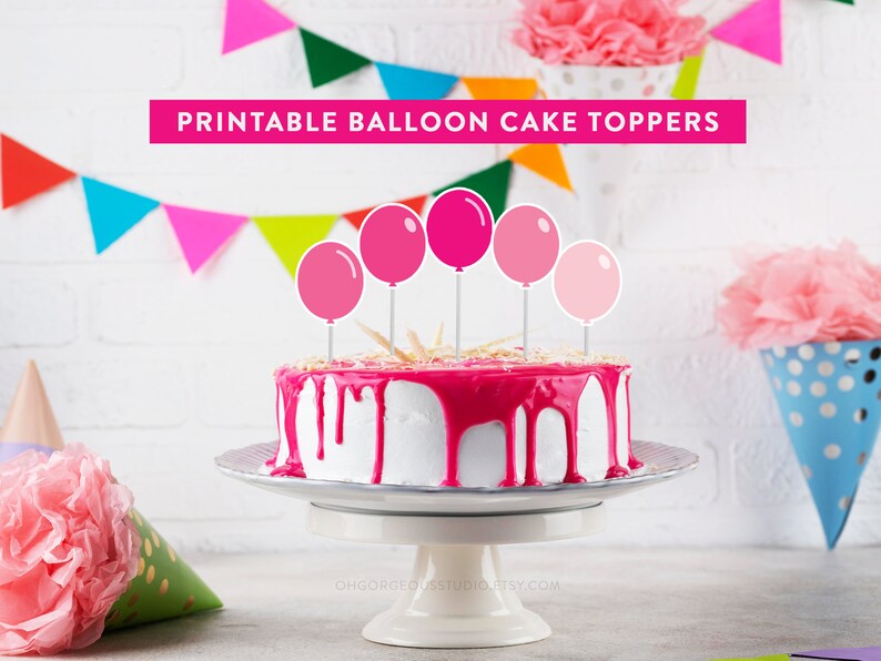 Printable Balloon Cake Toppers Cupcake Toppers Party Decor - Etsy
