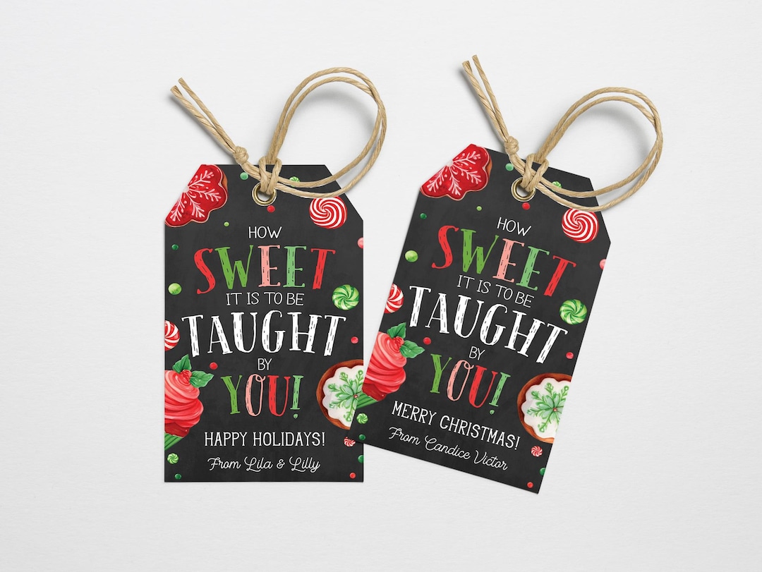 Christmas Teacher Gift Tag, Printable Holiday Label (editable Template ...