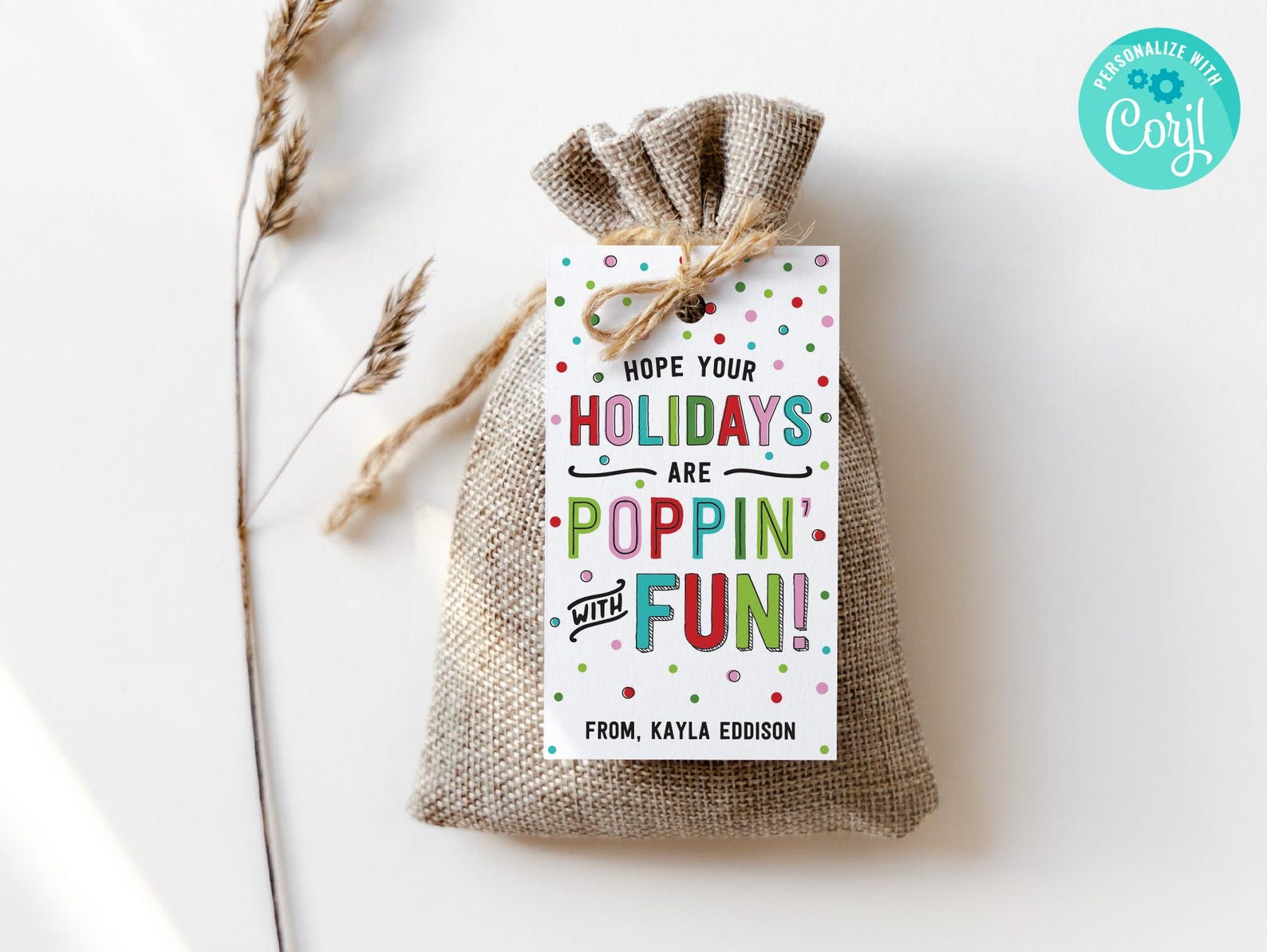 Poppin' Holidays Gift Tag: Printable Christmas Tag (editable, PDF) - Etsy