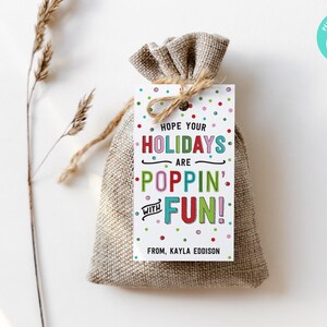 Poppin' Holidays Gift Tag: Printable Christmas Tag (editable, PDF) - Etsy