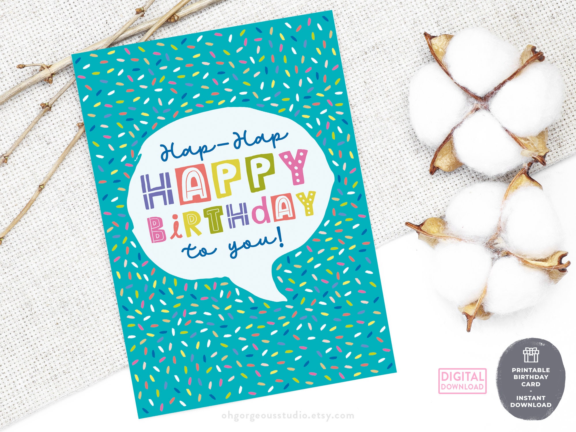 Confetti Birthday Card: Fun Colorful Design (digital Download) - Etsy