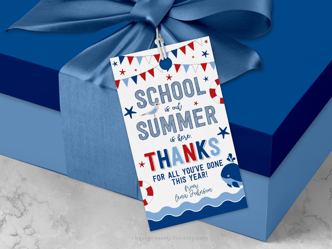 End of School Year Tag | Summer Gift Tag, Teacher Thank You, Last Day ...