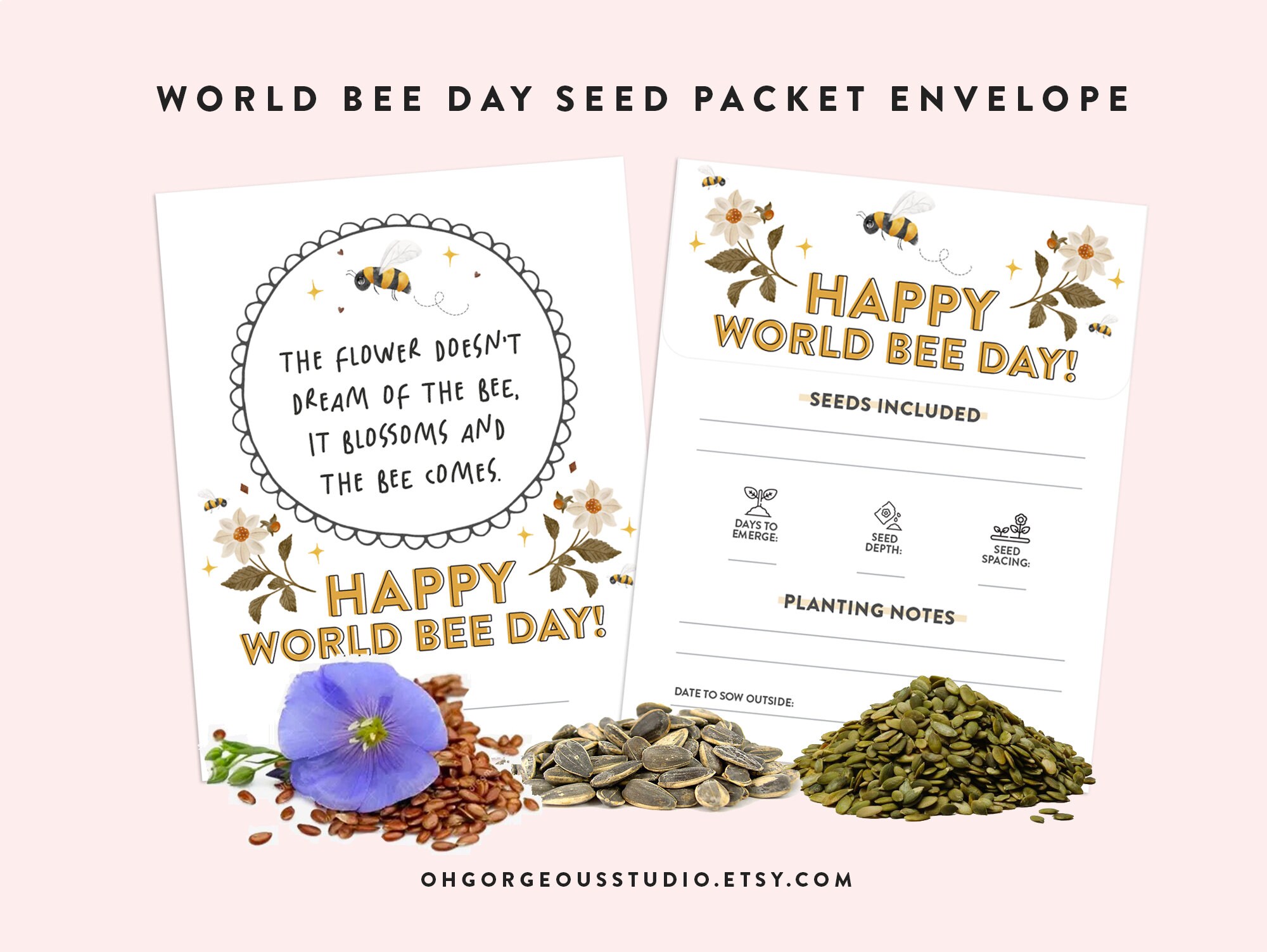 World Bee Day Printable Seed Packet Digital Download Save - Etsy