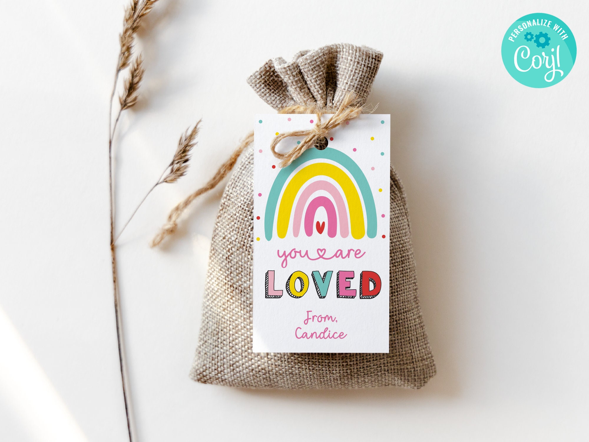 Printable You Are Loved Gift Tag Colorful Rainbow You Are Loved Tag ...