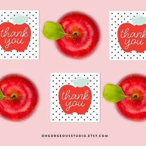 Red Apple Thank You Tag: Teacher Appreciation Gift (digital Download ...