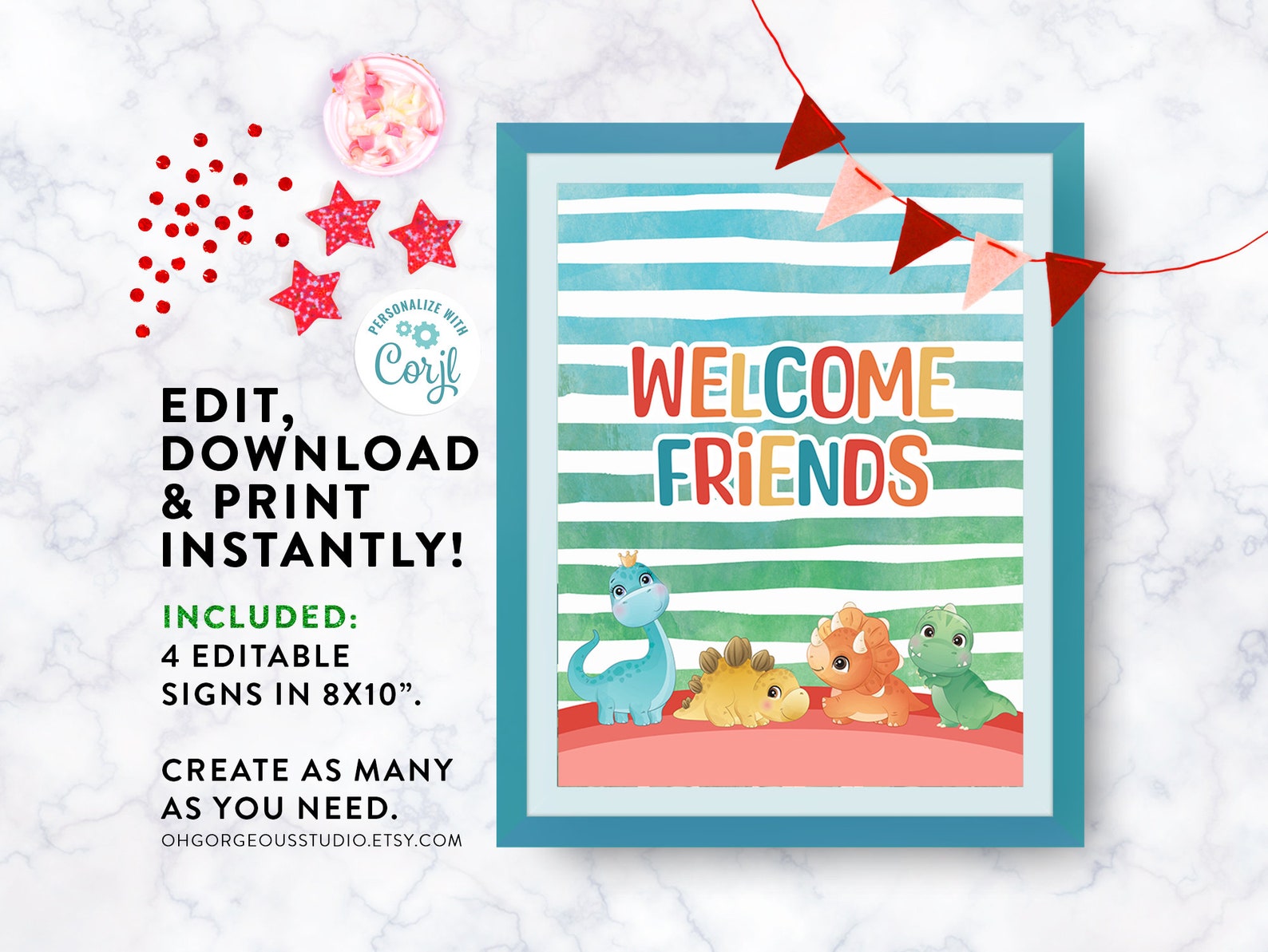 Editable Dinosaur Birthday Sign Custom Dino Party Printable - Etsy