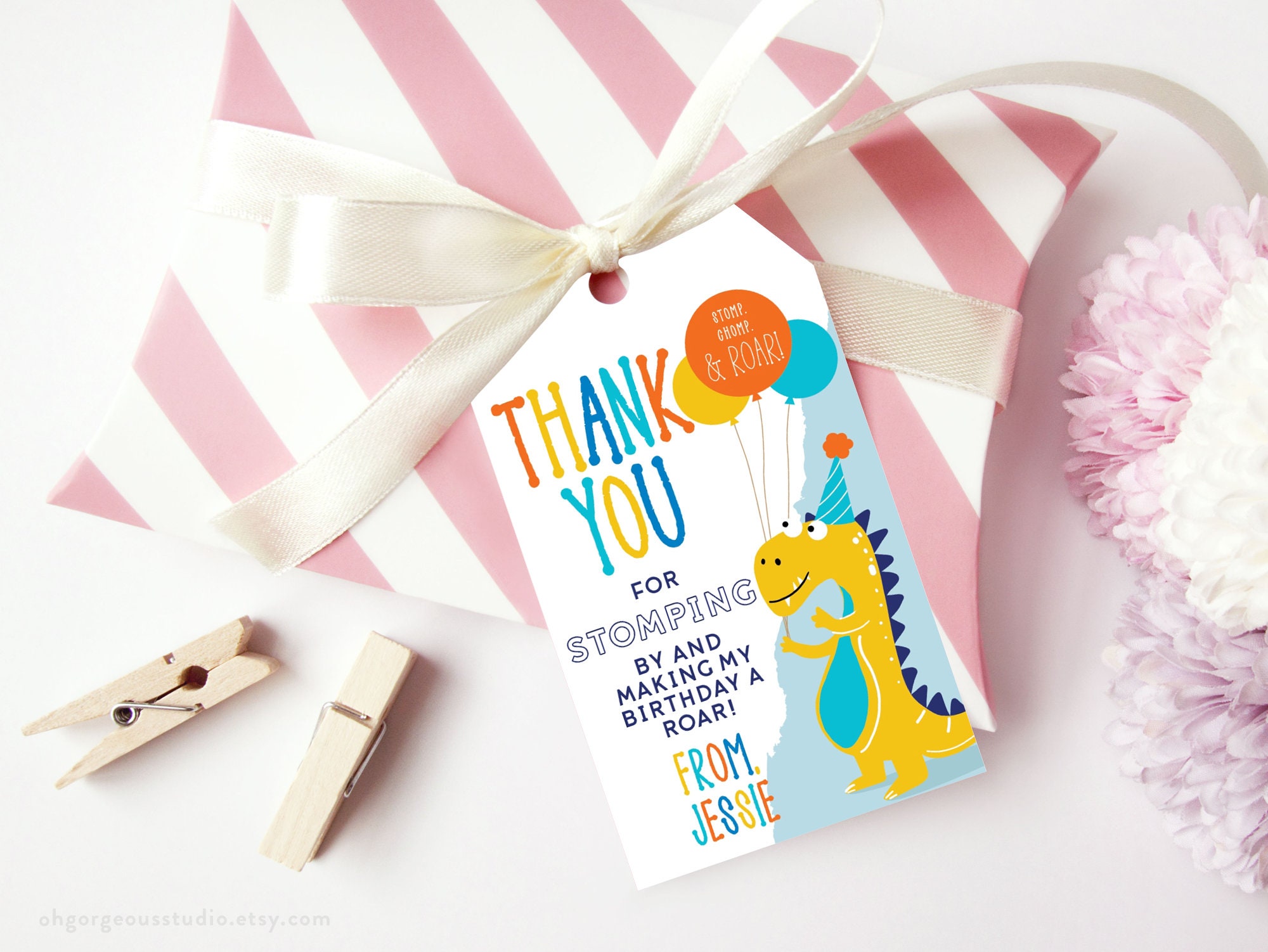 Dinosaur Birthday Favor Tag Editable Hang Tag Printable - Etsy