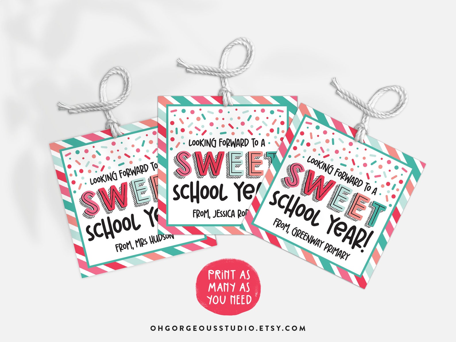 Printable Back to School Tag: Sweet School Year, Editable Template (PDF ...