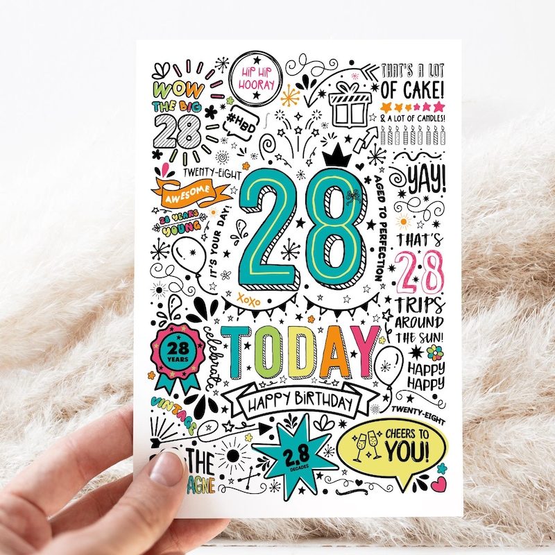 28 Year Old Birthday Card - Etsy