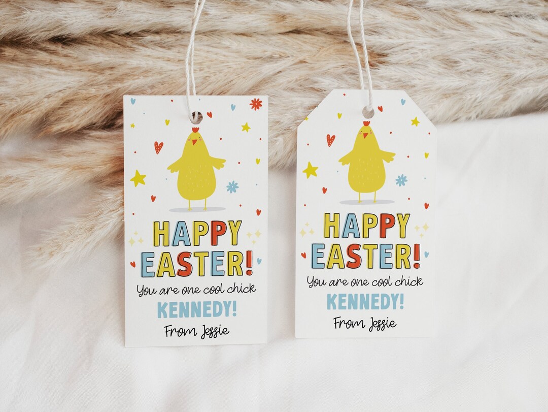 Happy Easter to One Cool Chick, Editable Easter Gift Tag Template Fun ...