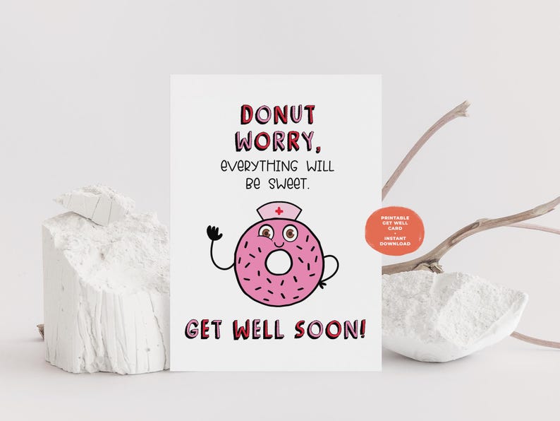 Donut Get Well Card | Recovery Printable Card (digital Download) - Etsy