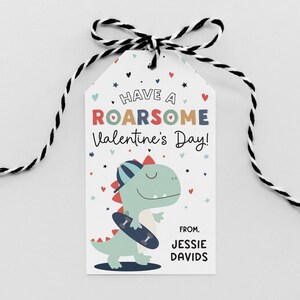 Editable Dinosaur Valentine's Day Favor Tag (digital Download) - Etsy