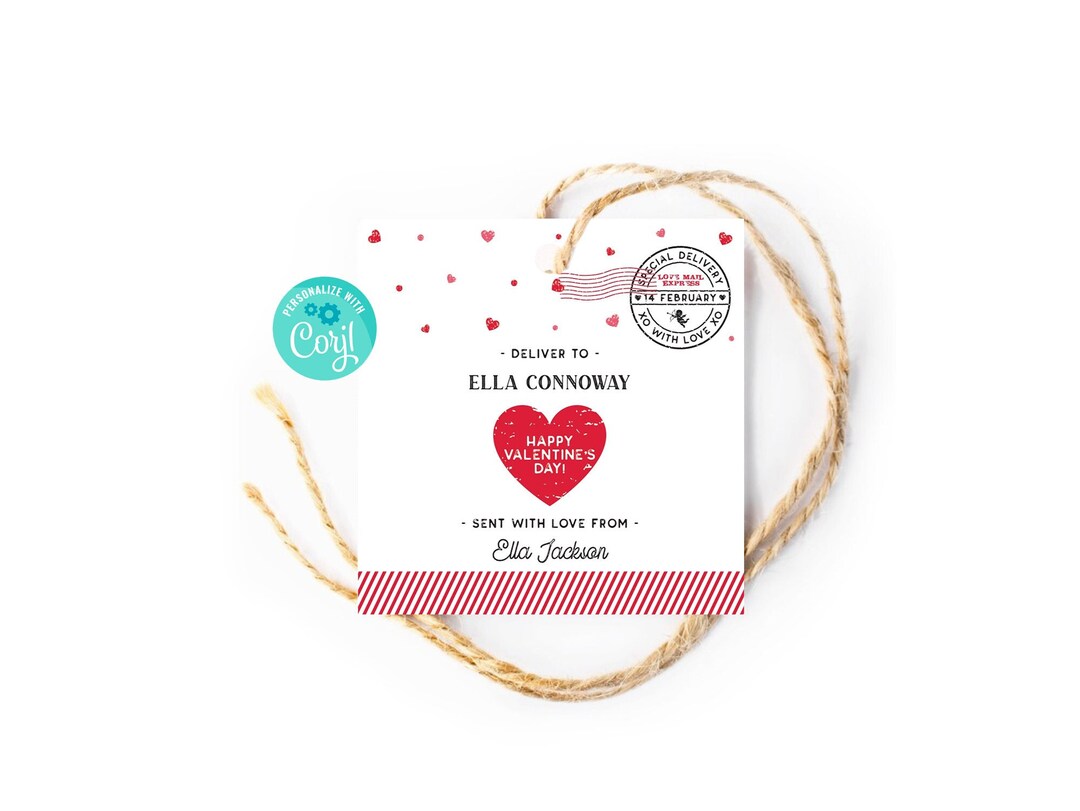 Printable Valentine's Day Special Delivery Tag | Editable Valentine ...