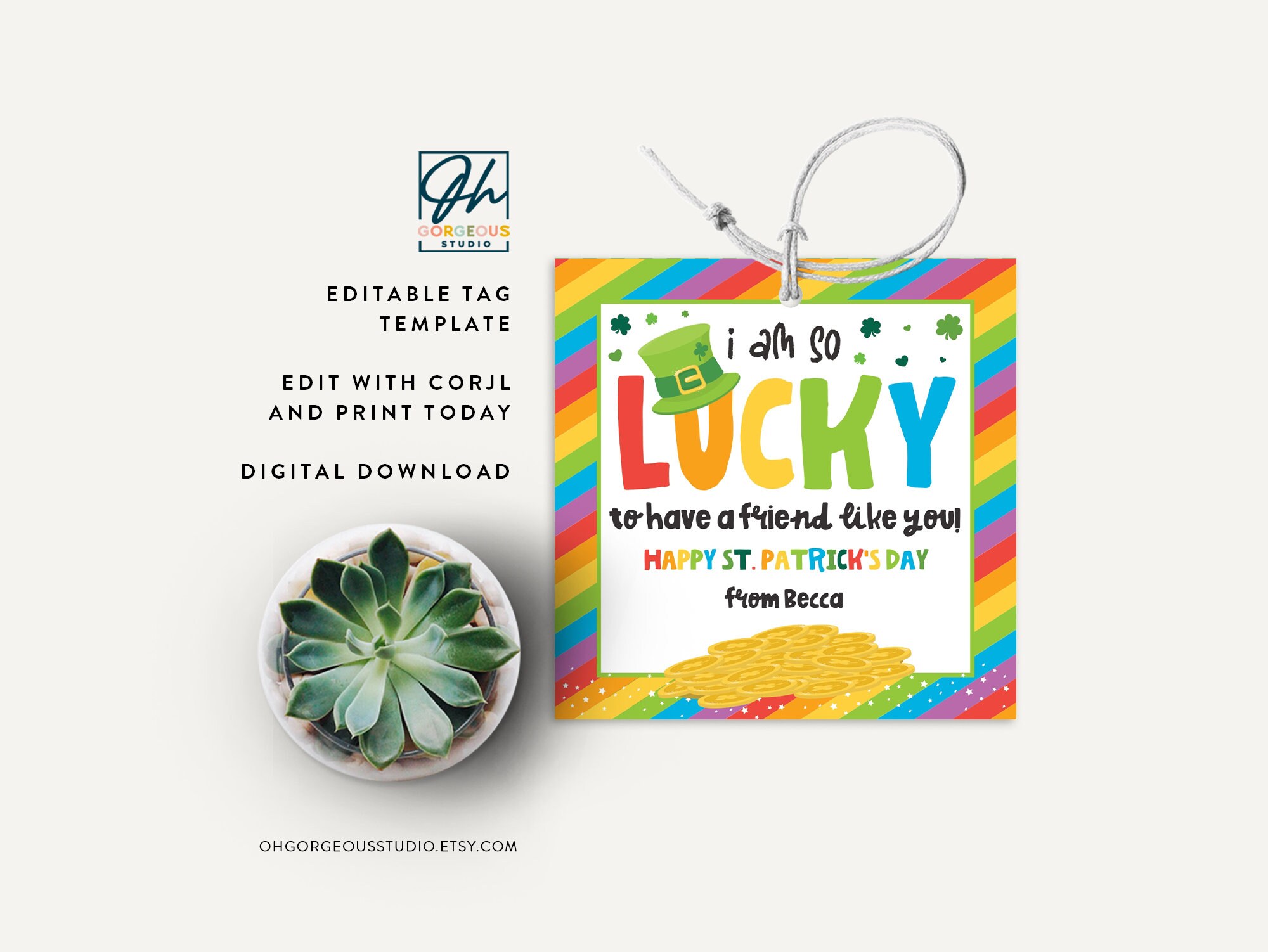 Editable St. Patrick's Day Gift Tag Happy St. Patrick's Day Tag, St ...