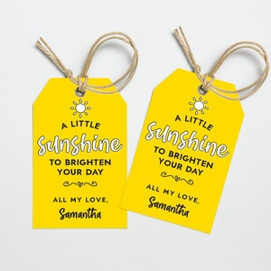 A Little Sunshine to Brighten Your Day Gift Tags, Yellow Sunshine Gift ...
