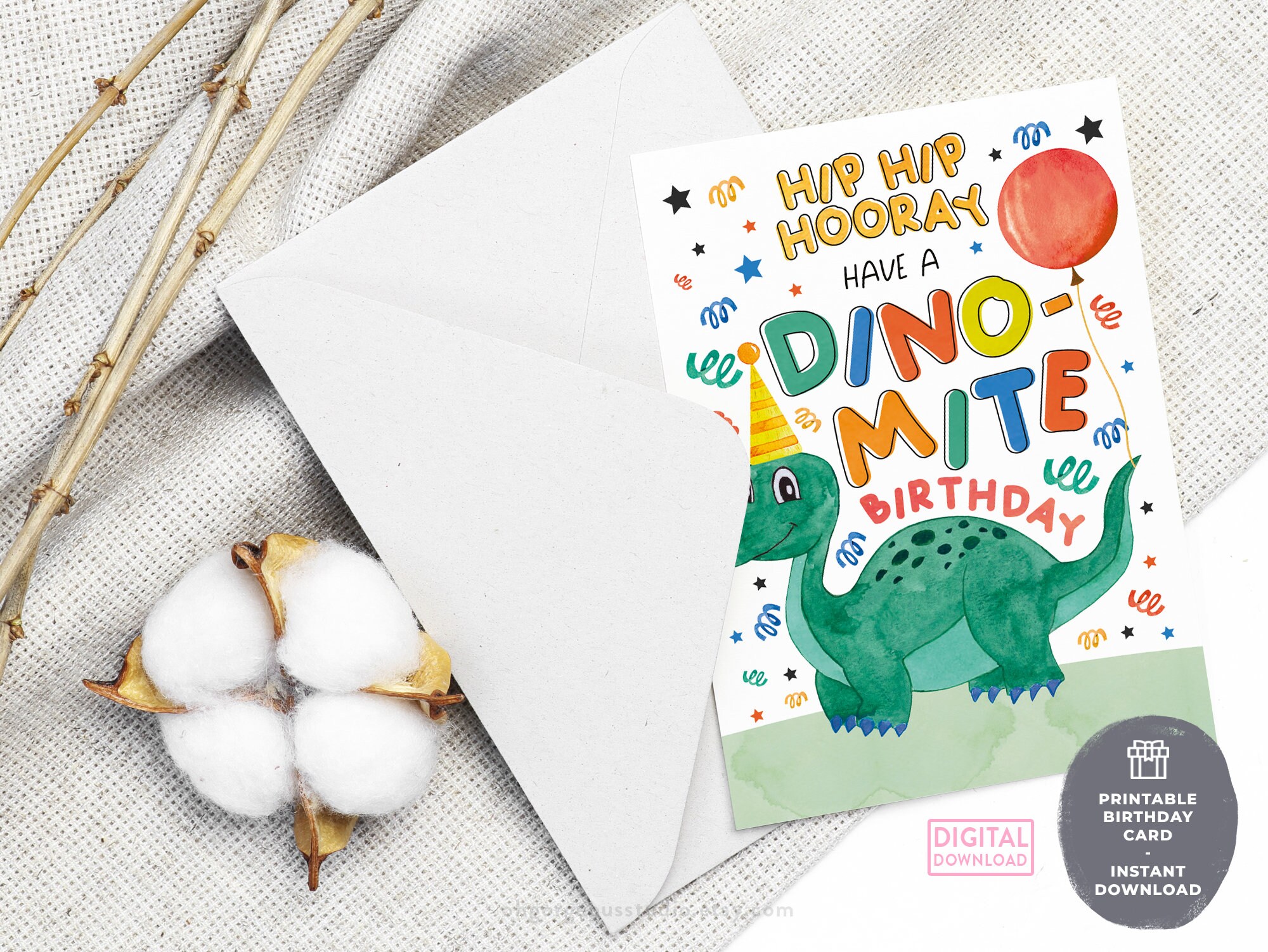 Dinosaur Birthday Card Printable Dinosaur Card for Any Age - Etsy