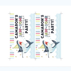 Shark Party Gable Box Printable Label | Editable Template, Jawsome ...