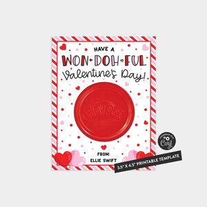 Valentine Play Dough Card: Won-doh-ful Gift Template (corjl Editable ...