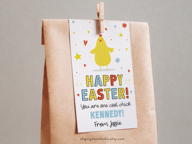 Cool Chick Easter Gift Tag, Editable Template (digital Download) - Etsy