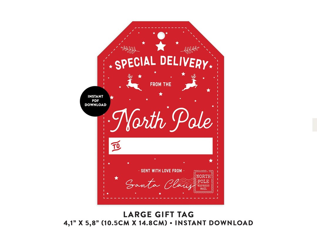 Large Special Delivery From Santa Gift Tag Printable | Jumbo Gift ...