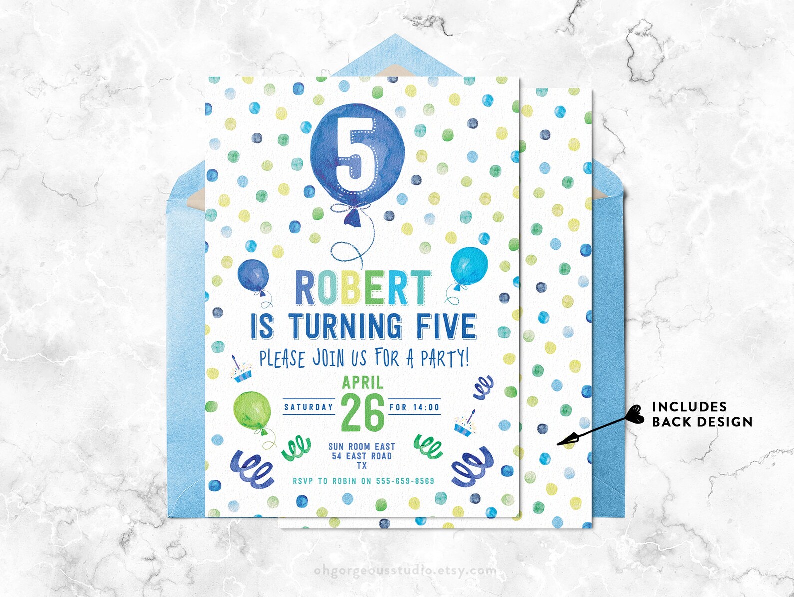 Blue Confetti Invitation for Any Age Birthday Invitation Template, Blue ...