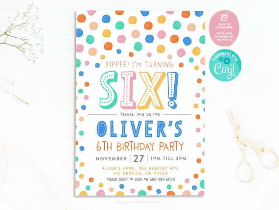 6th Birthday Invitation