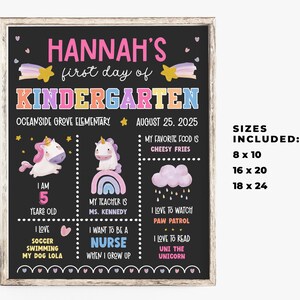 Unicorn First Day of School Sign: Editable Photo Prop (digital Download ...