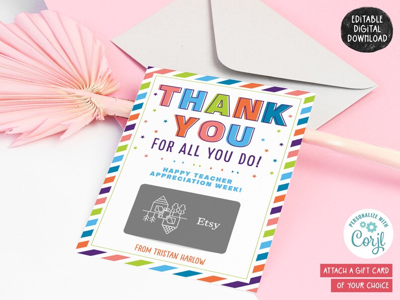 Printable Teacher Appreciation Card Teacher Appreciation Gift Card ...