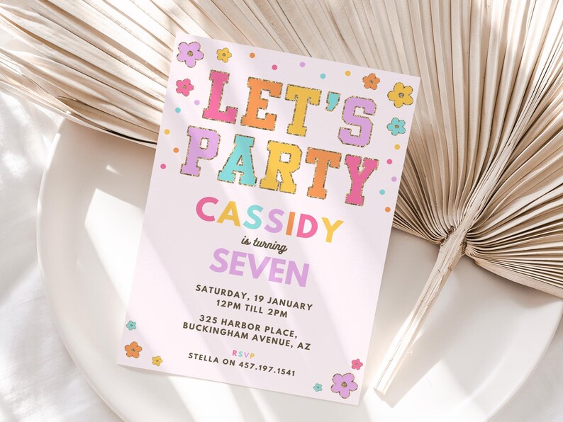 Editable Preppy Let's Party Birthday Invitation (5x7 Canva) - Etsy