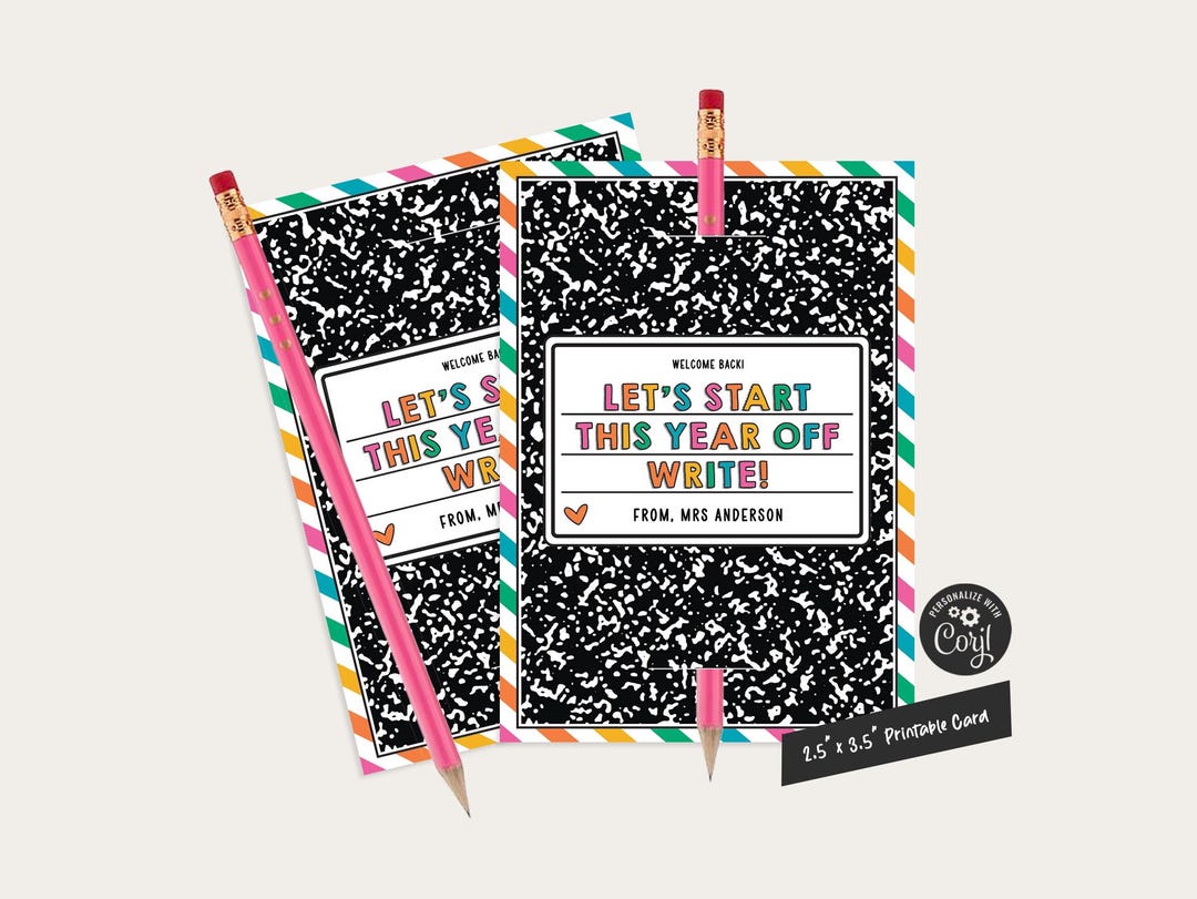 Back to School Pencil Tag: Editable Class Gift Label (corjl Template ...