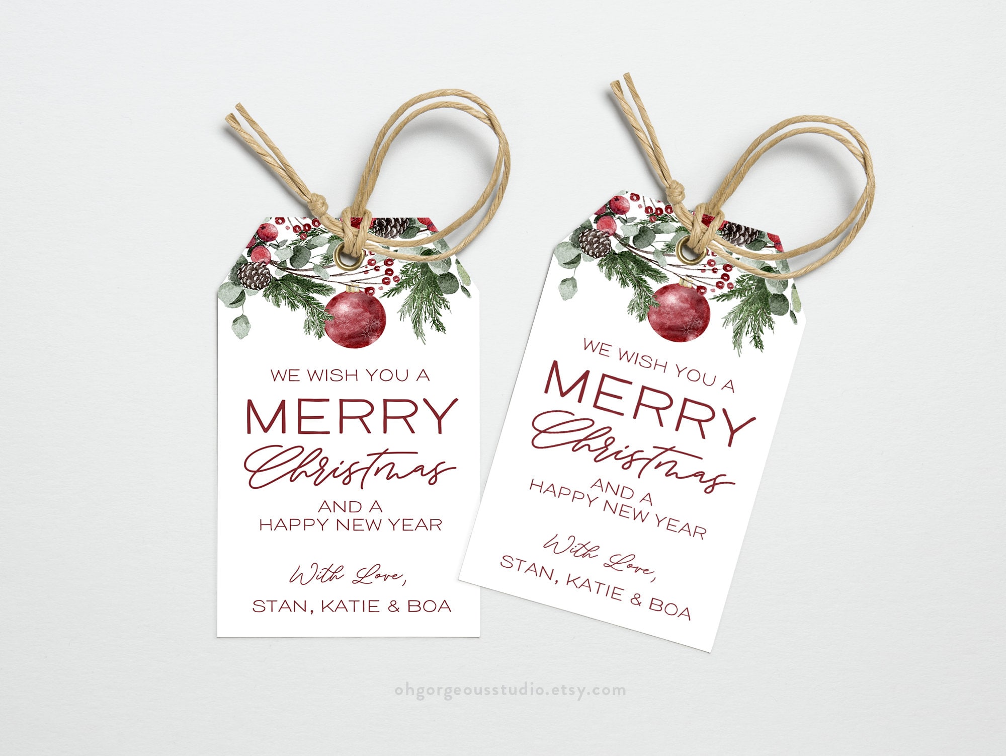 Editable Christmas Gift Tag Template Printable Merry Christmas Hang Tag ...