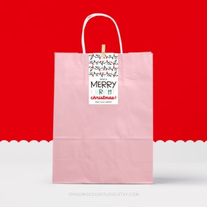 Printable Christmas Lights Gift Tag, Merry and Bright Tag, Cute String ...