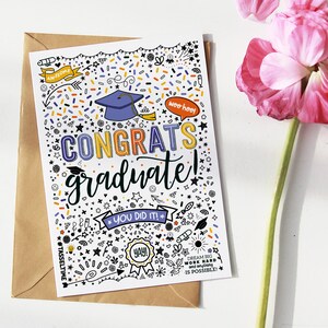 Congrats Graduate Doodle Card | Printable Graduation Gift (digital ...