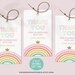 Editable Rainbow Favor Tag Printable Rectangle Thank You Tags, Birthday ...