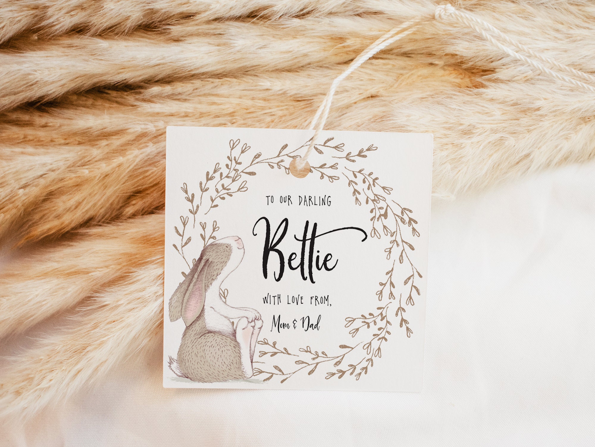 Printable Easter Bunny Tag Editable Bunny Basket Gift Tag Template ...