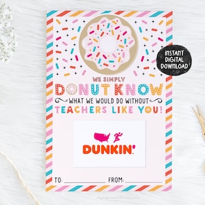 Teacher Appreciation Printable | Donut Teacher Appreciation Gift Card ...