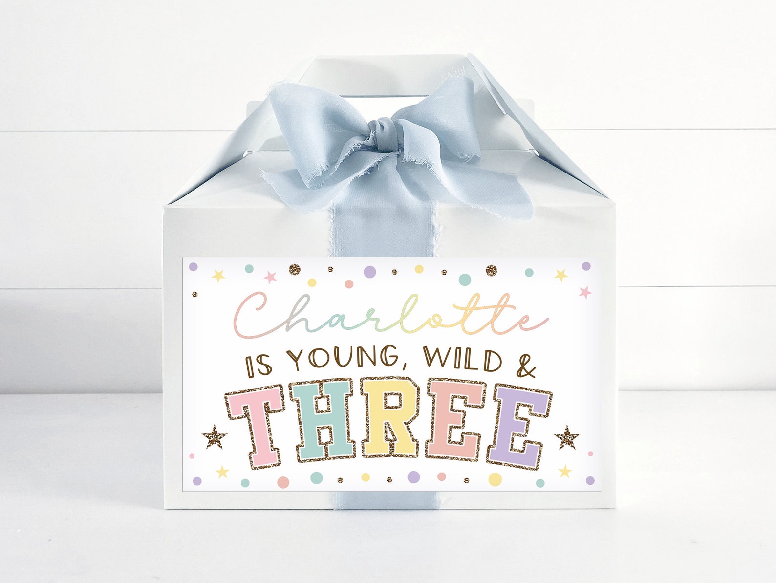 Young Wild and Three Party Gable Box: 3rd Birthday Favor (editable in ...