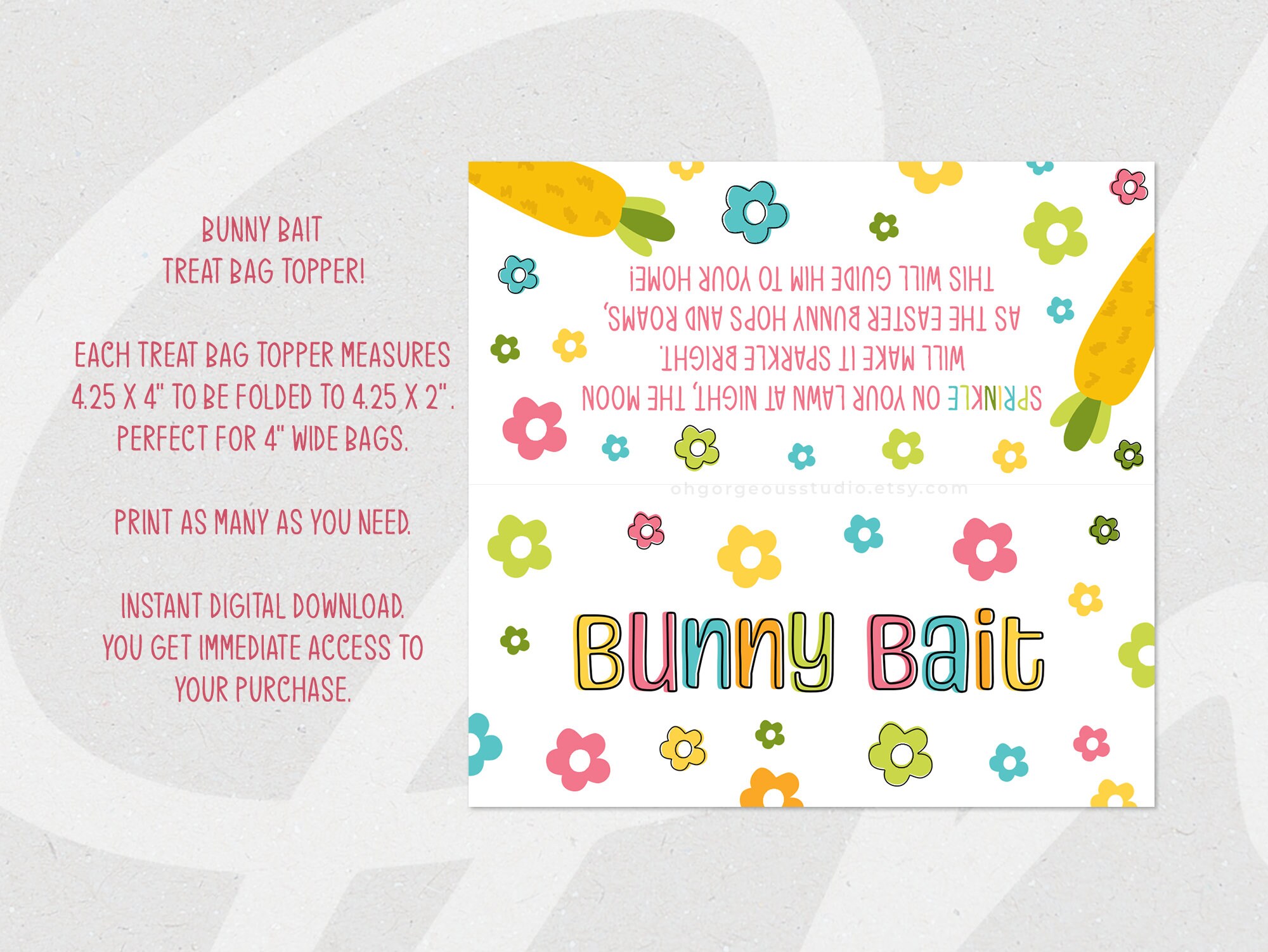 Easter Bunny Bait Treat Bag Toppers (digital Download) - Etsy